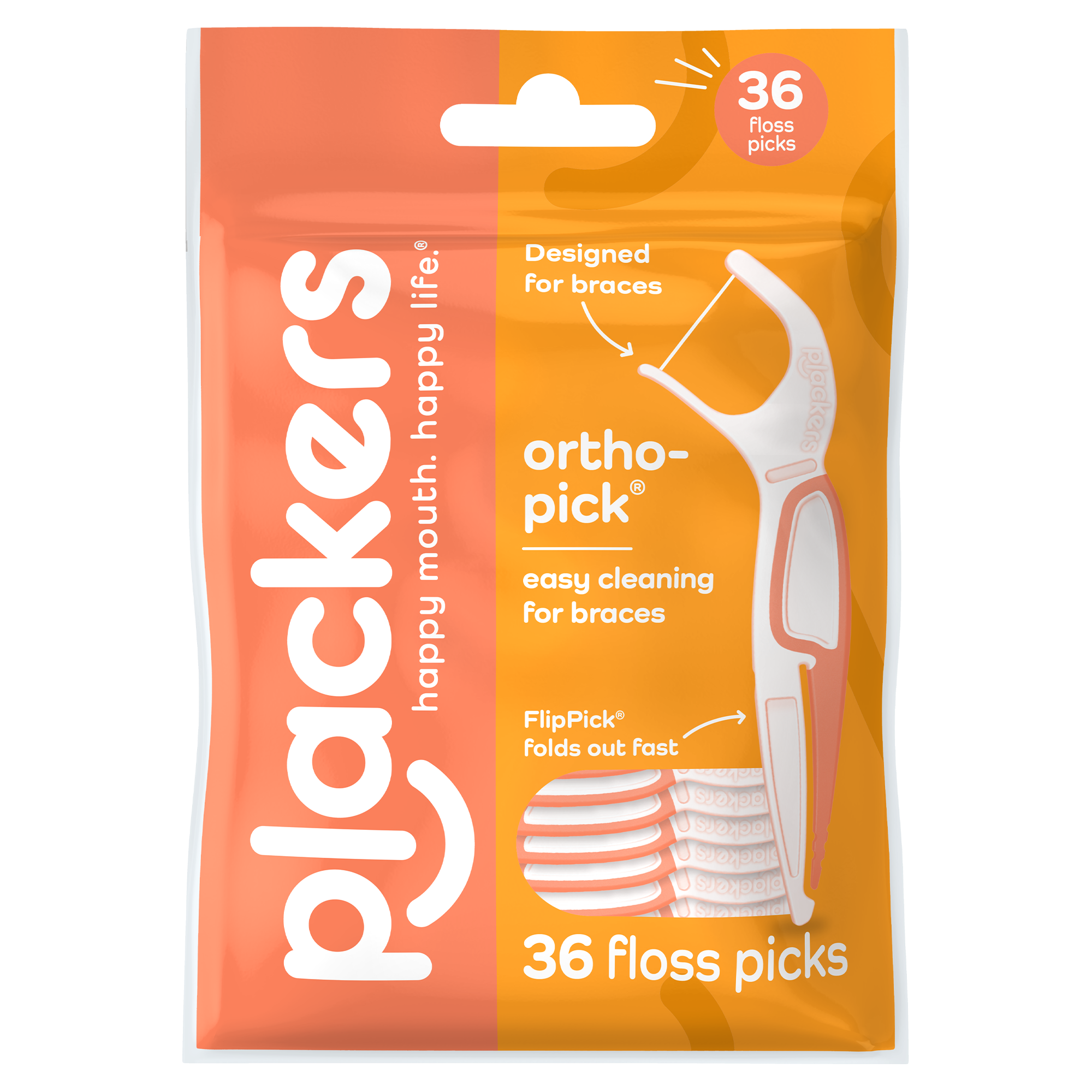 Plackers OrthoPick® Floss Picks Designed for Braces, Tuffloss® Made Wi